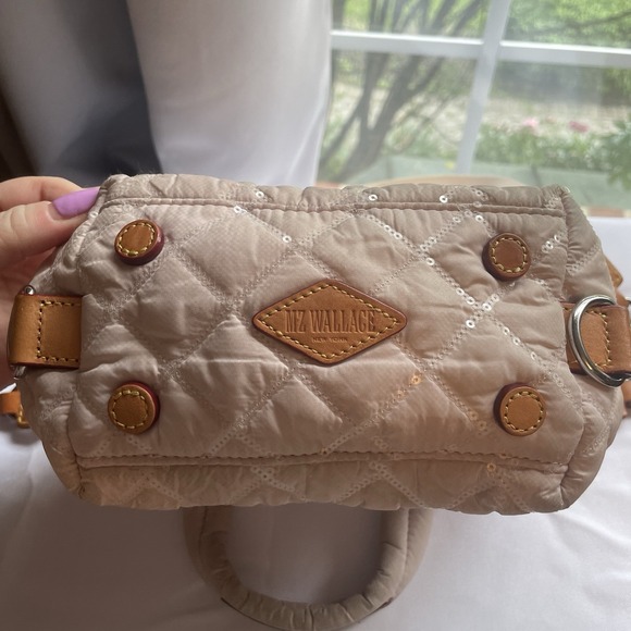 MZ Wallace | Bags | Mz Wallace Micro Sutton Quilted Nylon Handle Bag Crossbody Purse Pink Sequin ...